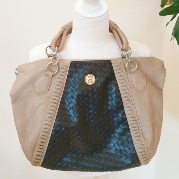 bebe | Bags | Bebe Large Tan Black Shoulder Tote Bag | Poshmark